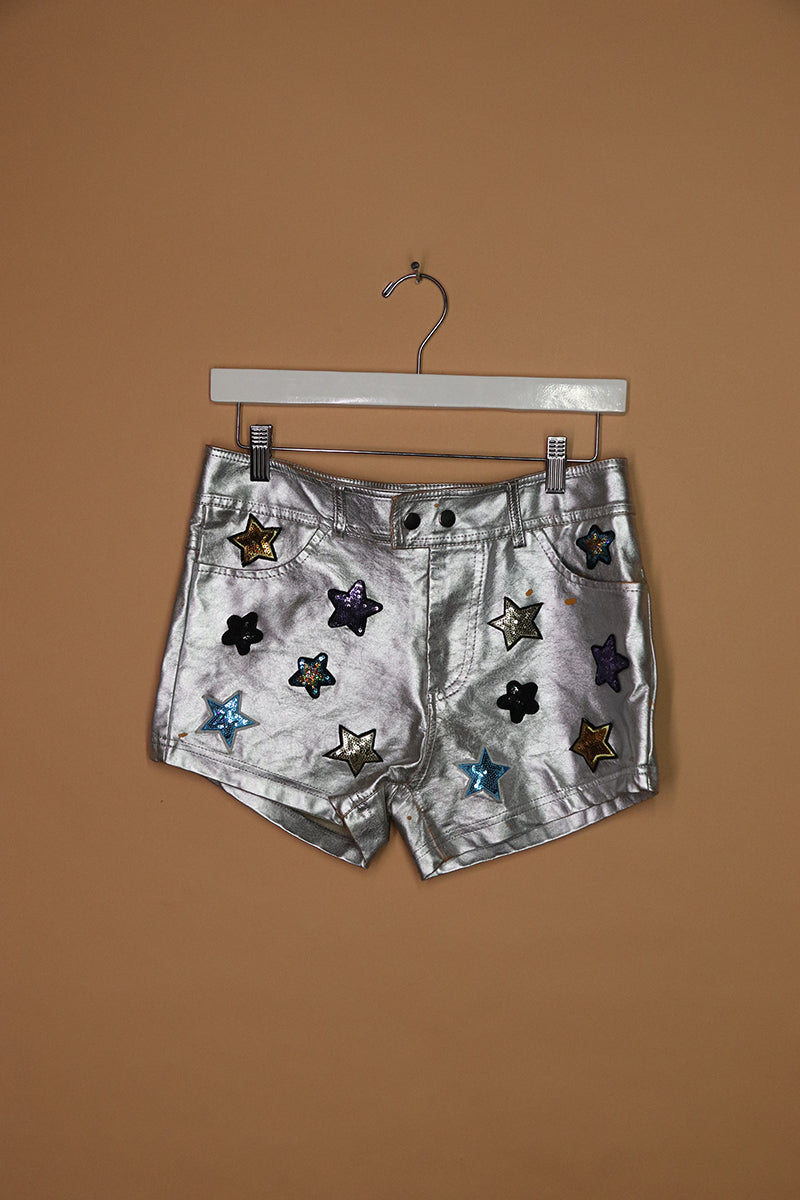 Sample#02514- Metallic Cutout Chaps Star Patch Hot Shorts-XL – Marek+Richard