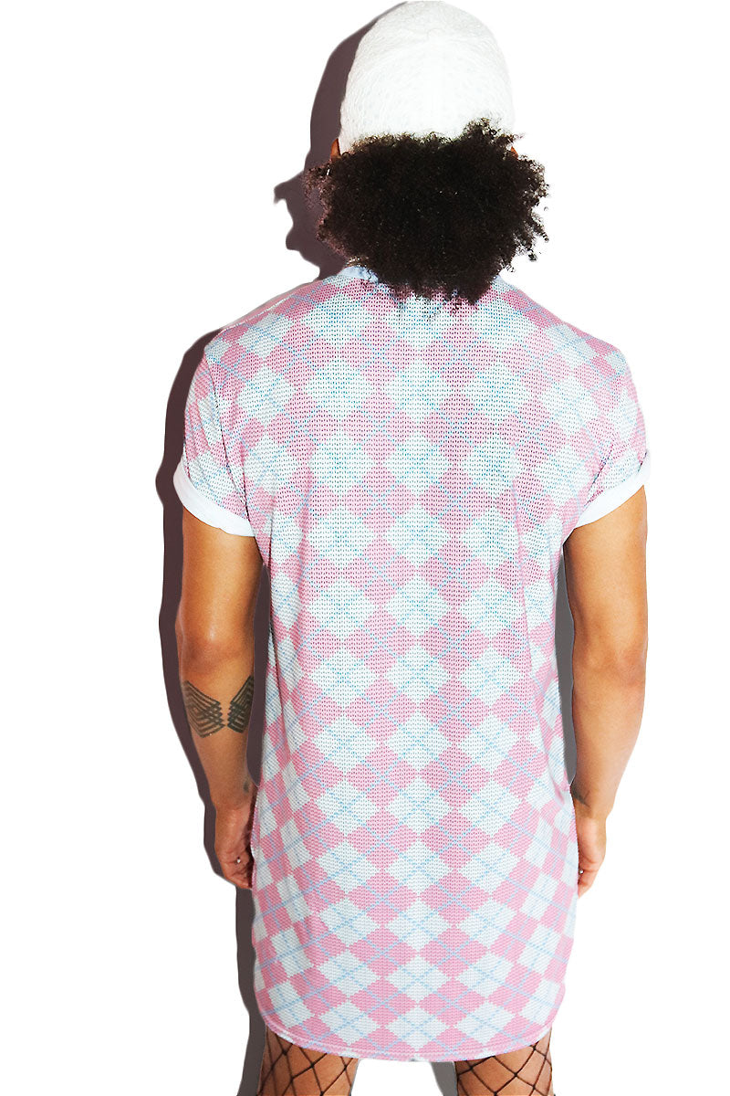 Pastel Argyle All Over Tunic Tee Dress- Blue – Marek+Richard