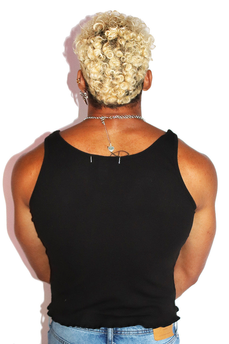Fem Top Fall Rib Knit Baby Crop Racerback Tank-Black – Marek+Richard