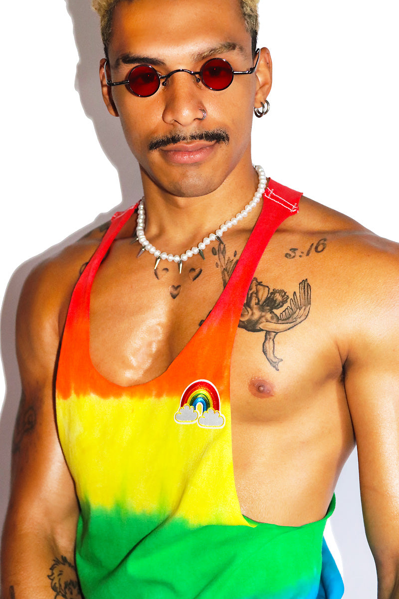 Rainbow Patch Tye Dye String Tank- Multi – Marek+Richard