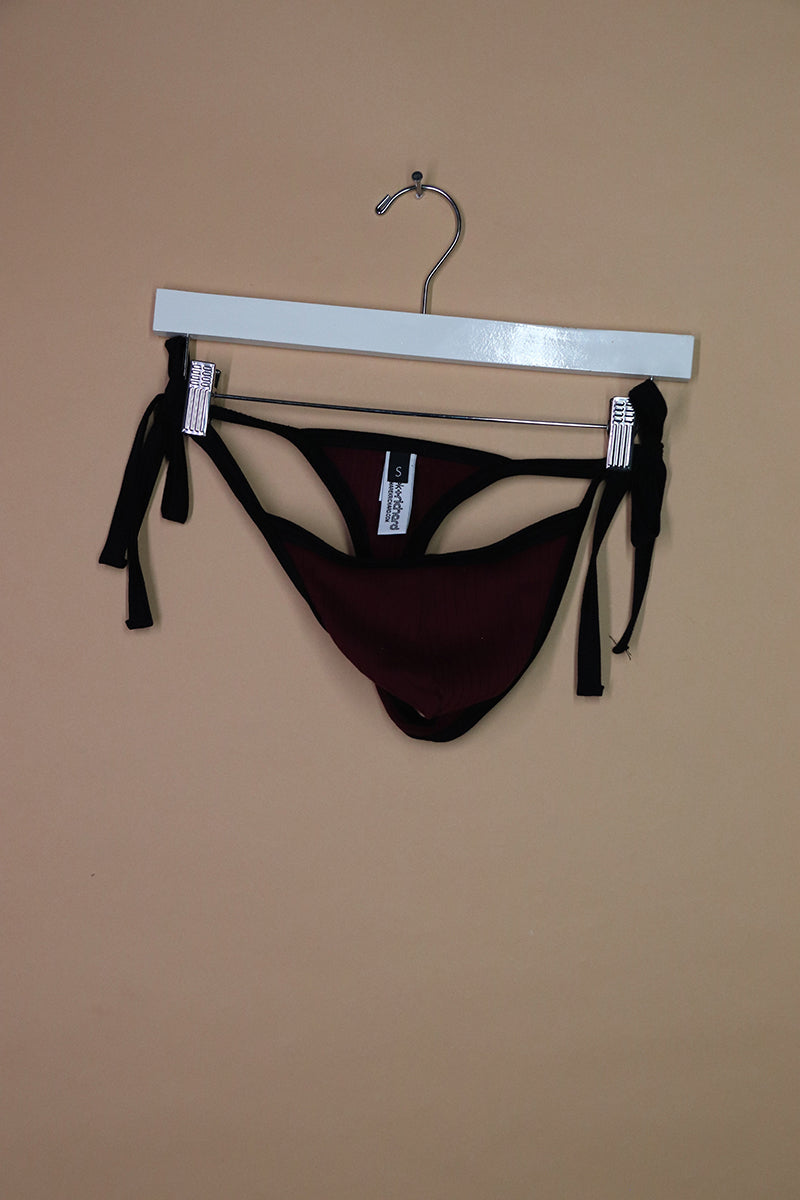 Sample#02440- Maroon Rib Knit String Thong-S – Marek+Richard