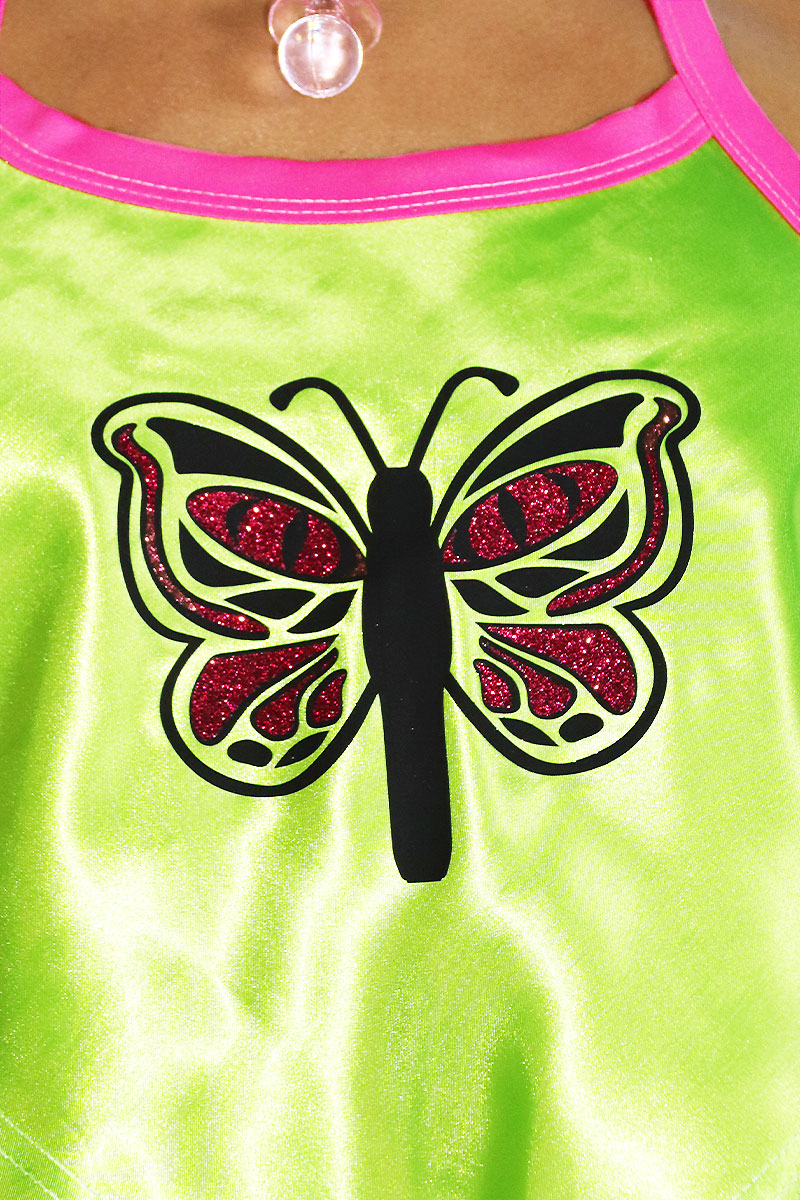 Butterfly Handkerchief Crop Tank- Neon Green – Marek+Richard