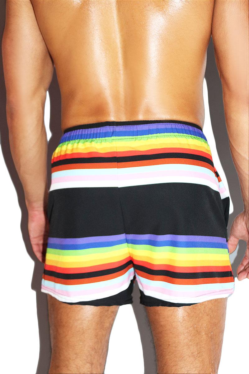 Pride Parade Stripe All Over Print Active Shorts- Multi – Marek+Richard