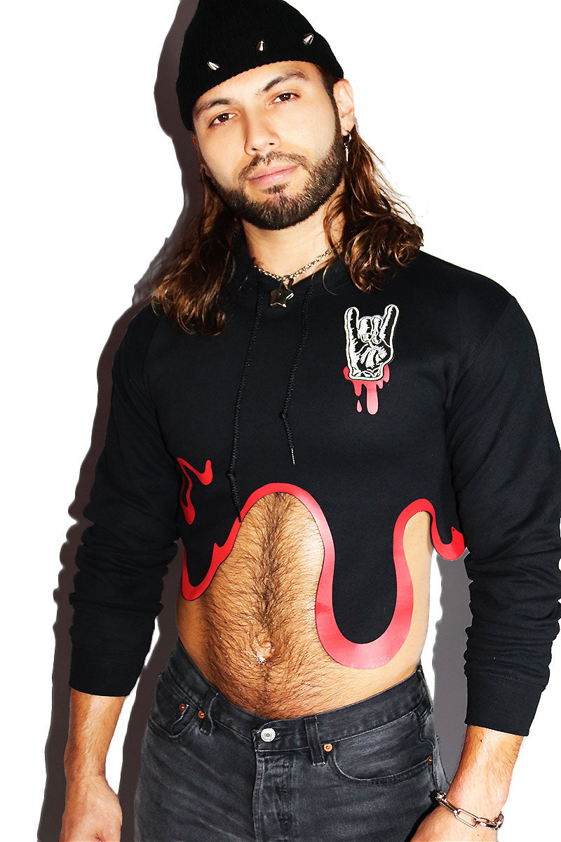Party On Dripping Crop Hoodie-Black – Marek+Richard